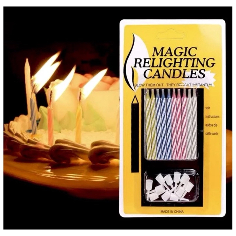 Jual Lilin Magic Relighting Candle isi 10pcs warna warni / Lilin magic ...