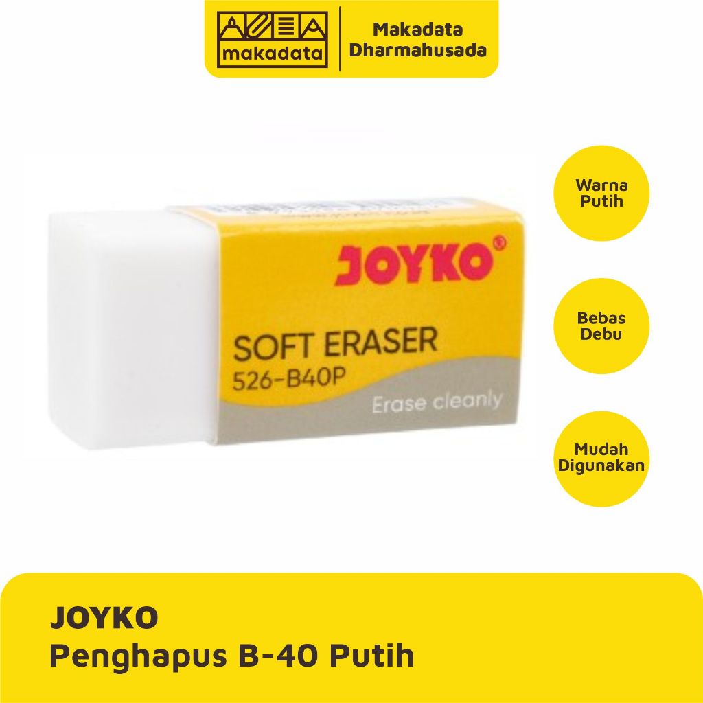 Jual ERASER | STIP | PENGHAPUS JOYKO 526-B40P PUTIH (1 PCS) | Shopee Indonesia