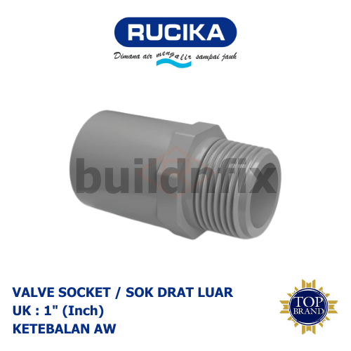 Jual RUCIKA VALVE SOCKET / SOK DRAT LUAR PVC 1" AW (TEBAL) | Shopee ...