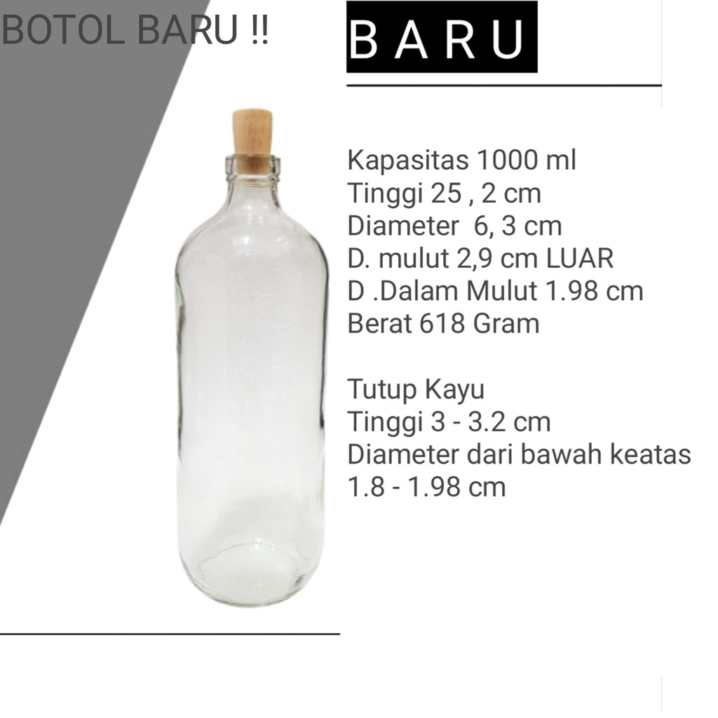 Jual /6 PCS Botol Kaca 1 liter / Botol Bolles / Botol Madu / Botol ...
