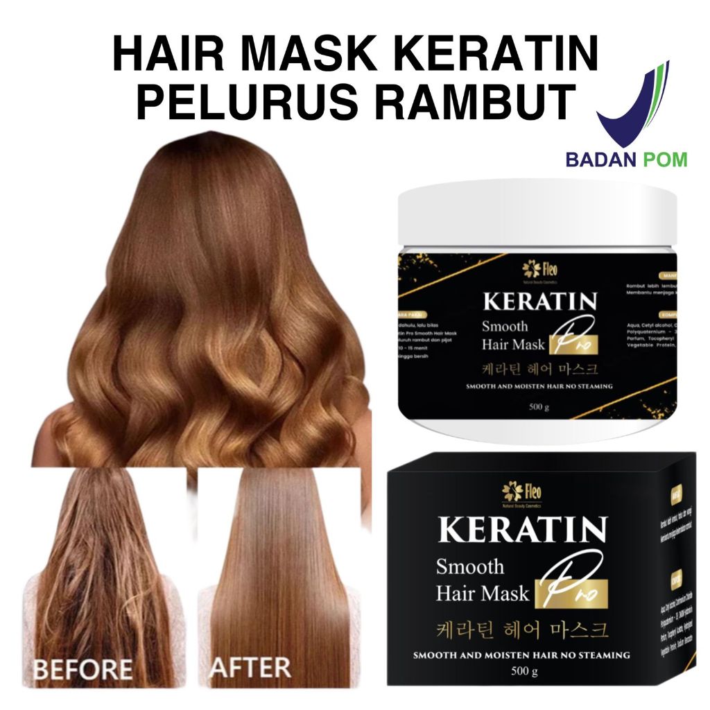 Jual BPOM Fleo Hair Mask Smoothing Masker Keratin 500gr Treathment ...