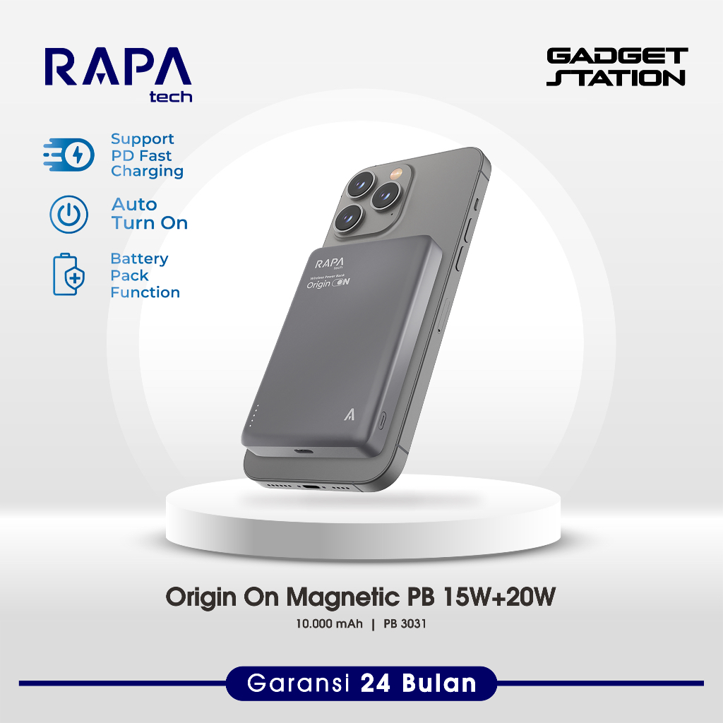 Jual RAPAtech Origin On Powerbank Magnetic Magsafe Wireless 15W PD 20W ...
