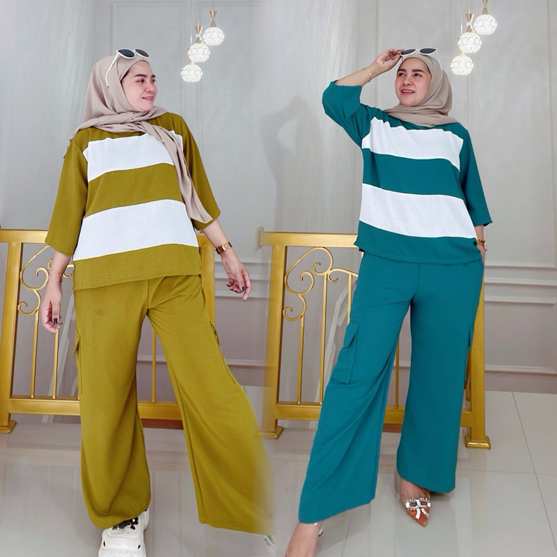 Jual SETELAN REMAJA TERBARU SETELAN WANITA KEKINIAN 2024 SETELAN CARGO ...