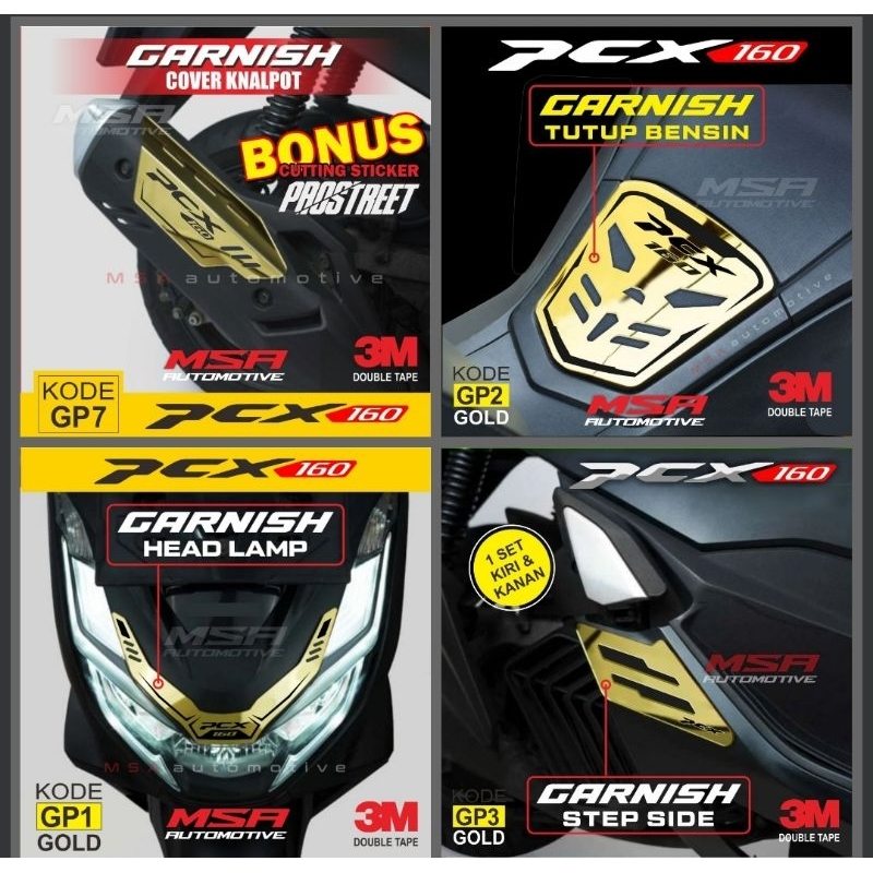 Jual 4pcs garnish pcx 160 isi 4 macam garnish cover knalpot - garnish ...