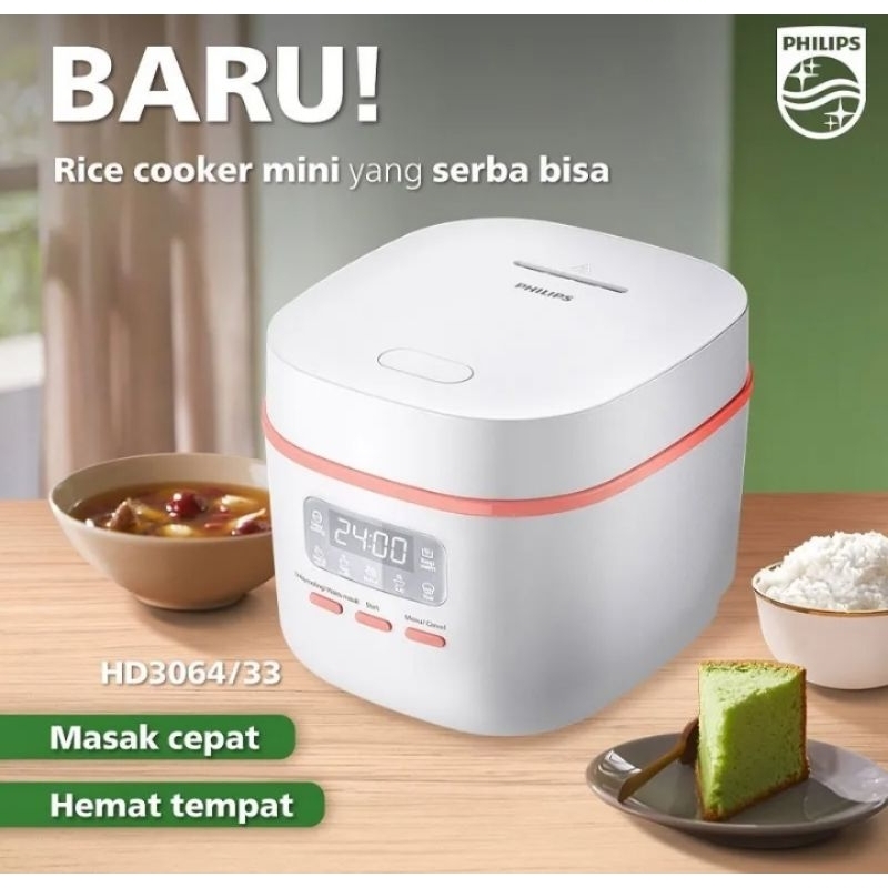 Jual Philips Digital Mini Rice Cooker 0,54L HD3064/33 Penanak Nasi Mini ...