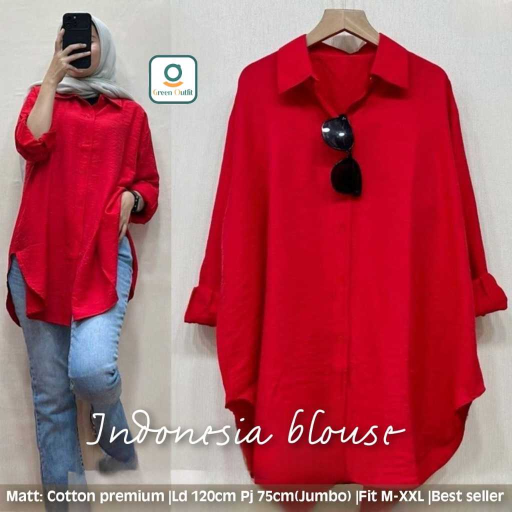 Jual indo tunik wanita merah putih agustusan kemerdekaan jumbo ld 120 ...