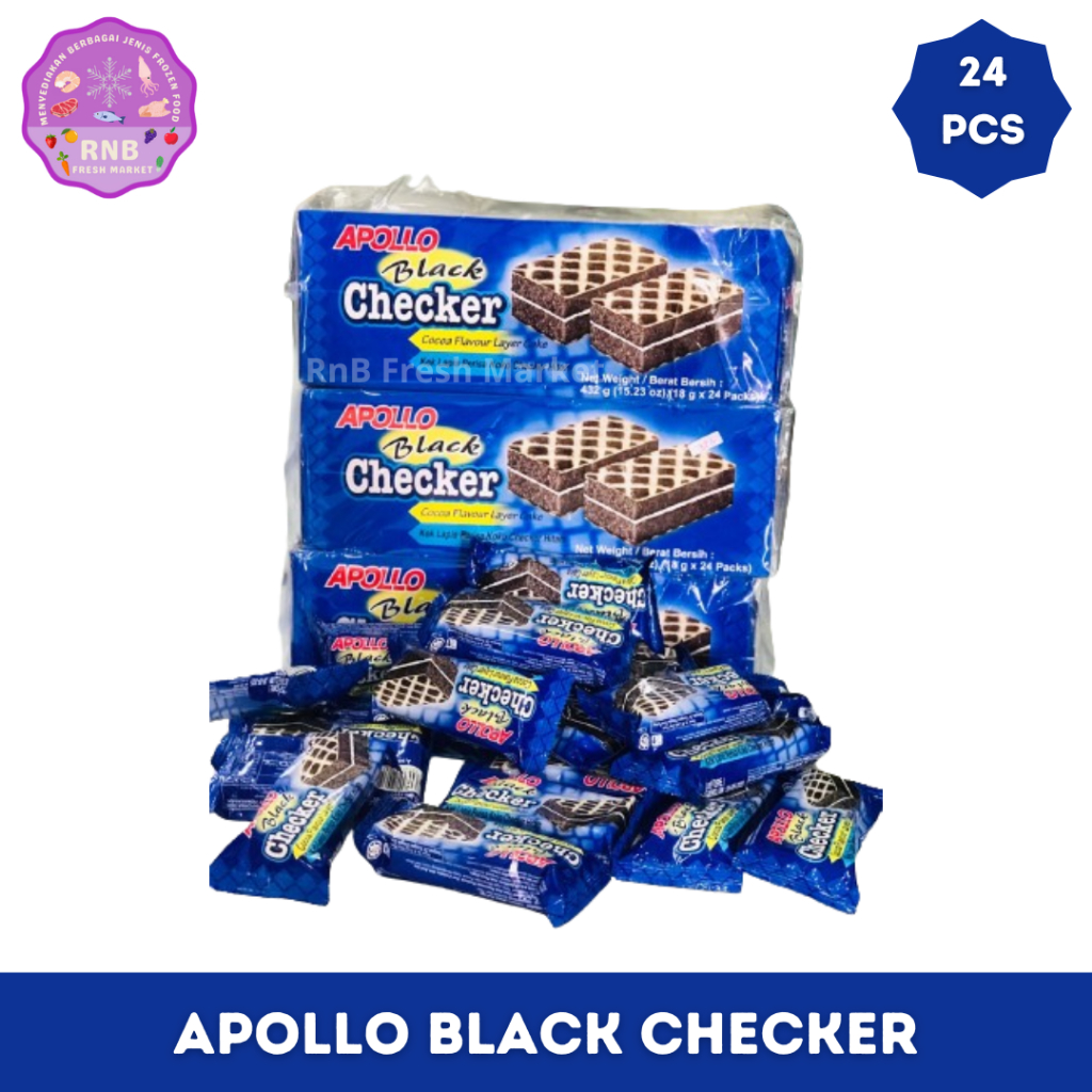 Jual Apollo Black Checker Cocoa Layer Cake Netto 18 Gram X 24 Pcs ...