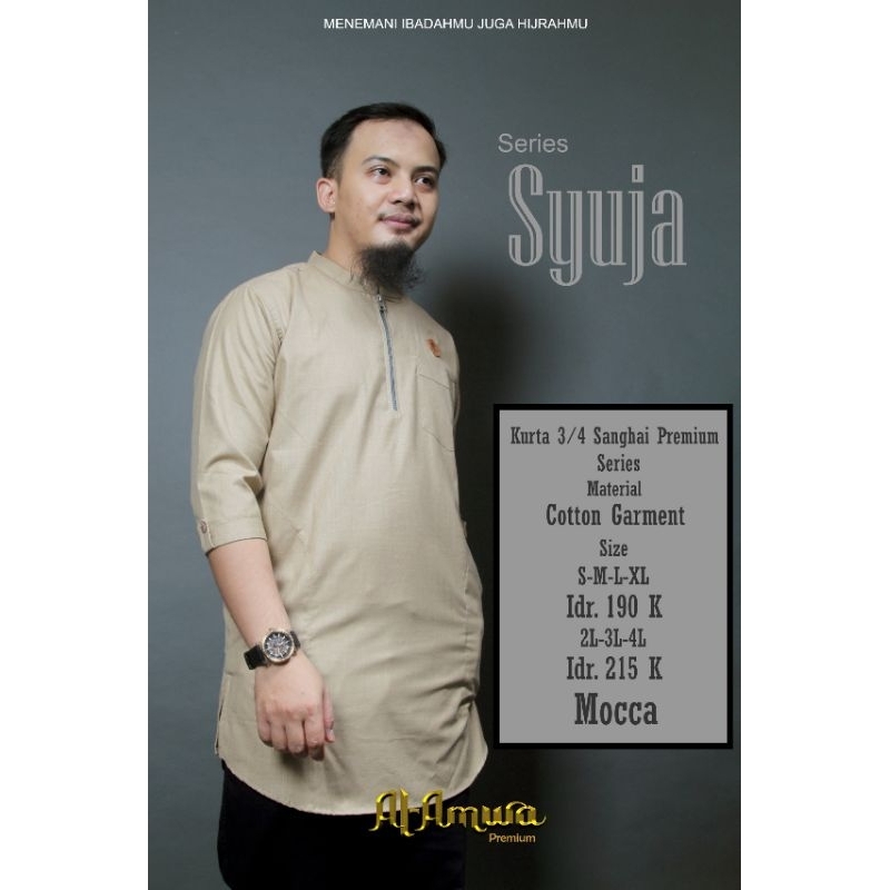 Jual al amwa syuja baju kurta jumbo premium lengan 3/4 katun garmen ...