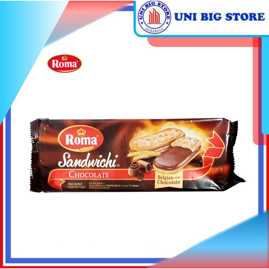 Jual Roma Sandwichi Biscuit Belgian Chocolate 108 gr Biskuit Cokelat ...