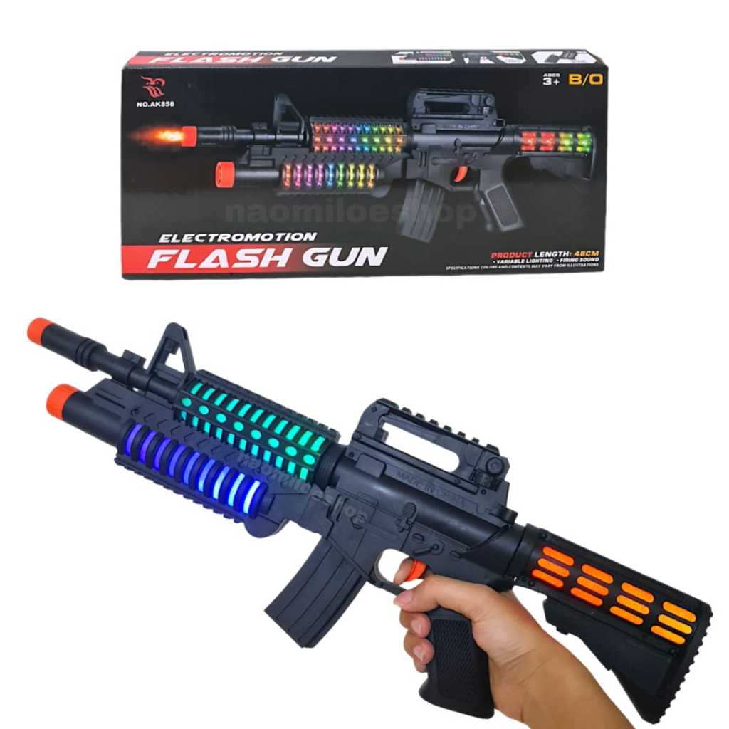 Jual ELECTROMOTION FLASH DOUBLE GUN mainan pistol Commando Mainan Anak ...