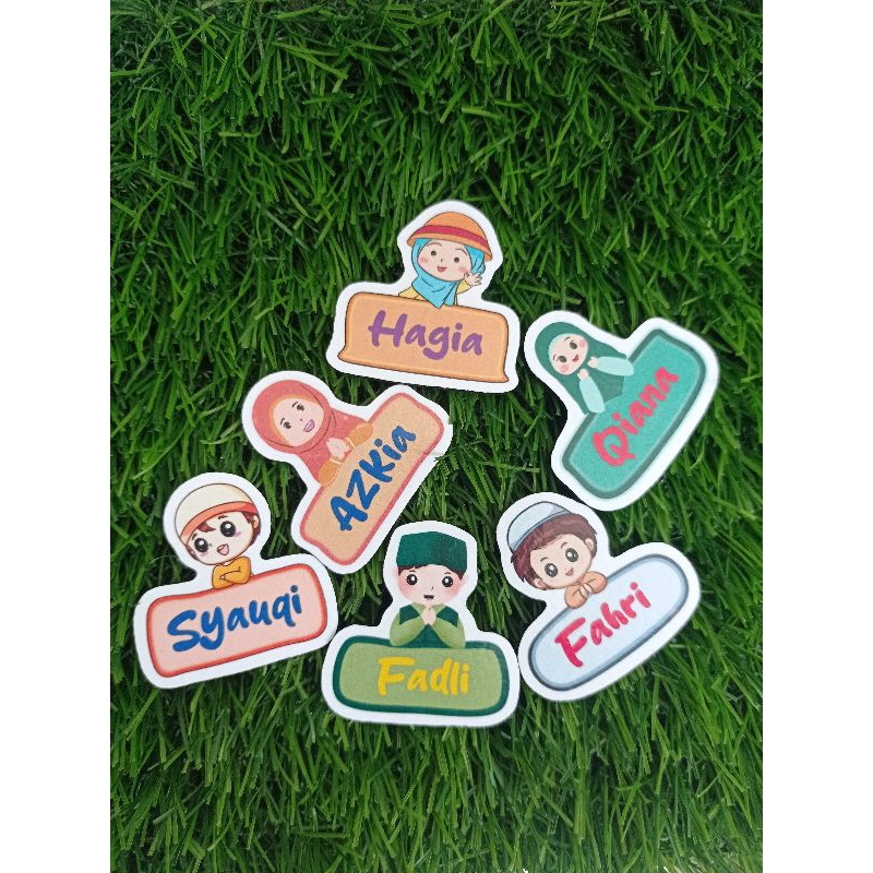 Jual Pin nametag/papan nama anak muslim/muslimah lucu custom | Shopee ...