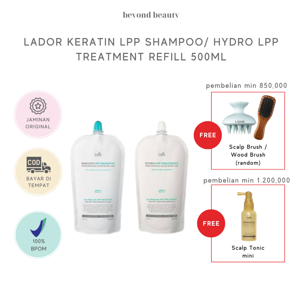 Jual [FREE GIFT] Lador Keratin LPP Shampoo / Hydro LPP Treatment Refill 500ml BPOM / Shampoo ...