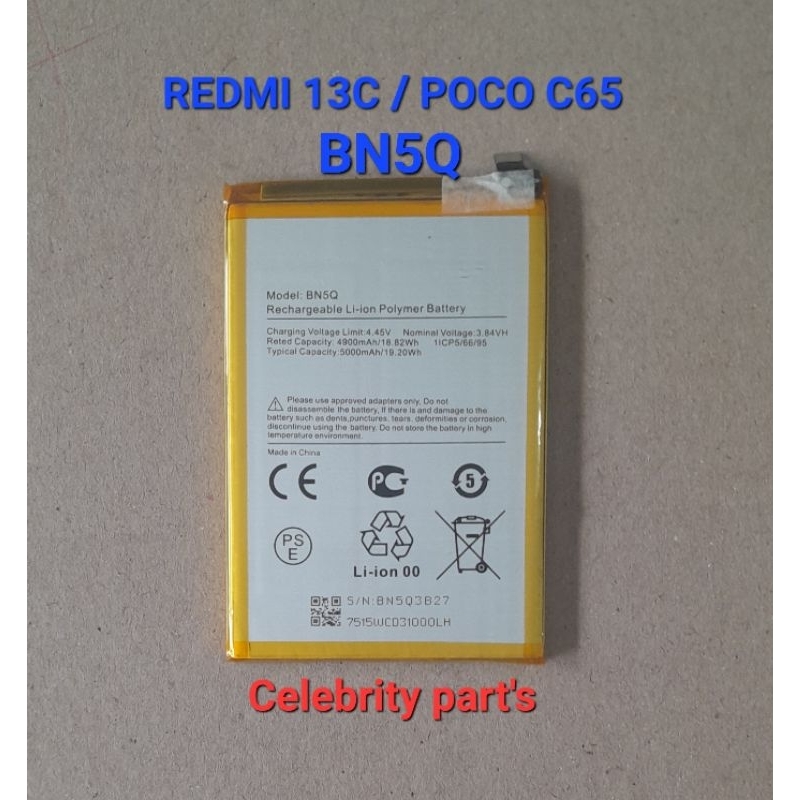 Jual BATERAI XIAOMI REDMI 13C / POCO C65 BATRE XIAOMI BN5Q ORI | Shopee ...