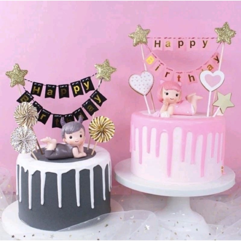 Jual Cake Topper Happy Birthday Kertas Banner Dekorasi Kue Ulang Tahun Birthday Cake Murah Bogor ...