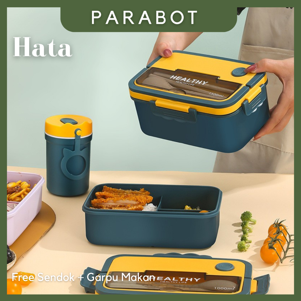 Jual [Parabot] HATA Kotak Makan Plastik Lunch Box Kotak Bekal Set Tempat Makan | Shopee Indonesia