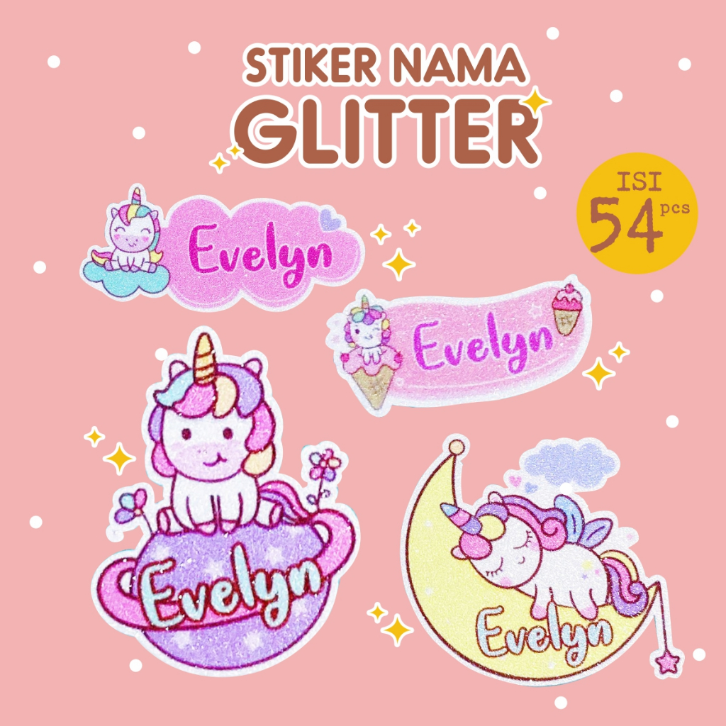 Jual Stiker Nama Glitter Waterproof | Stikernama Anak Sekolah Anti Air ...