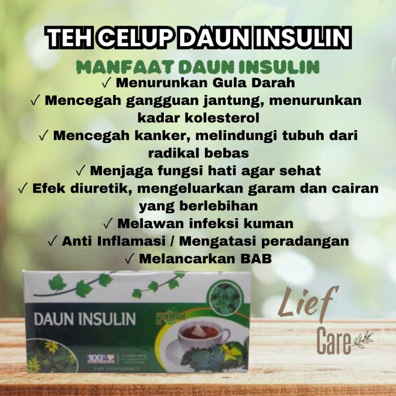 Jual TEH CELUP DAUN INSULIN HIKMAH HERBAL UNTUK DIABETES MEMBANTU ...