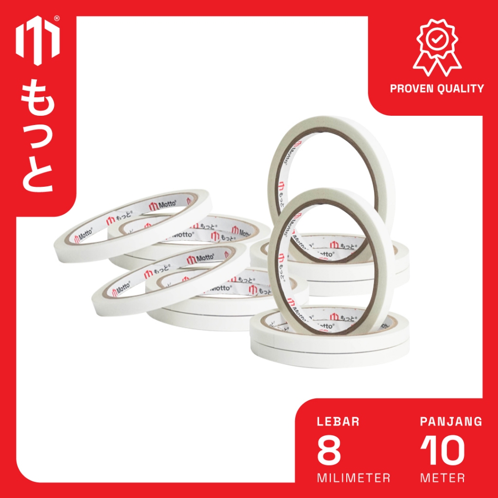 Jual Double Tape Kertas 8mm x 10 Meter - 1 Slop Isi 18 Pcs/Roll - Motto ...