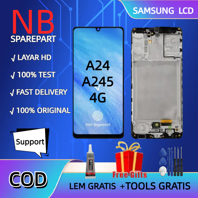 Jual LCD SAMSUNG A24 4G / A245 / A245F AMOLED FINGERPRINT ON Kualitas ...