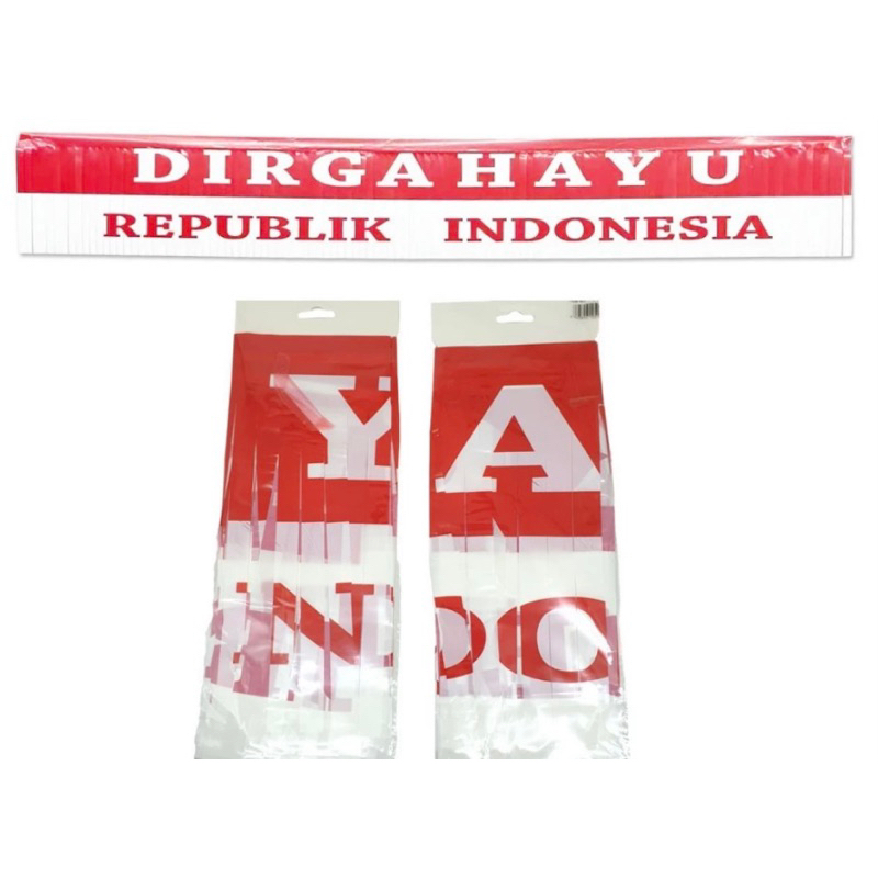 Jual Tirai Dirgahayu RI / Banner Dirgahayu RI Rumbai Ukuran 180x30cm / Hiasan 17 Agustus / HUT ...
