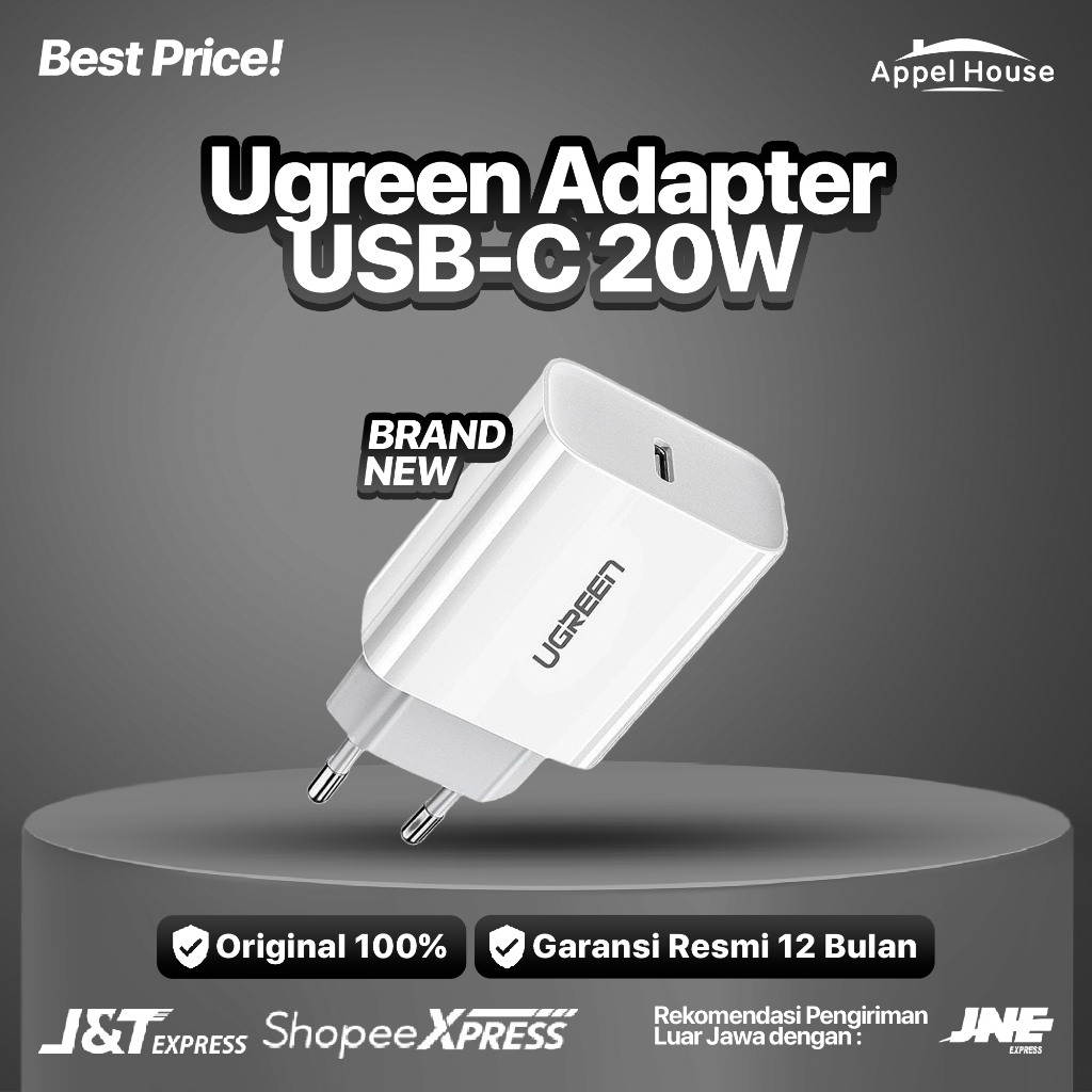 Jual CHARGER UGREEN ADAPTER (UGREEN USB-C PD FAST CHARGER 20W WHITE ...