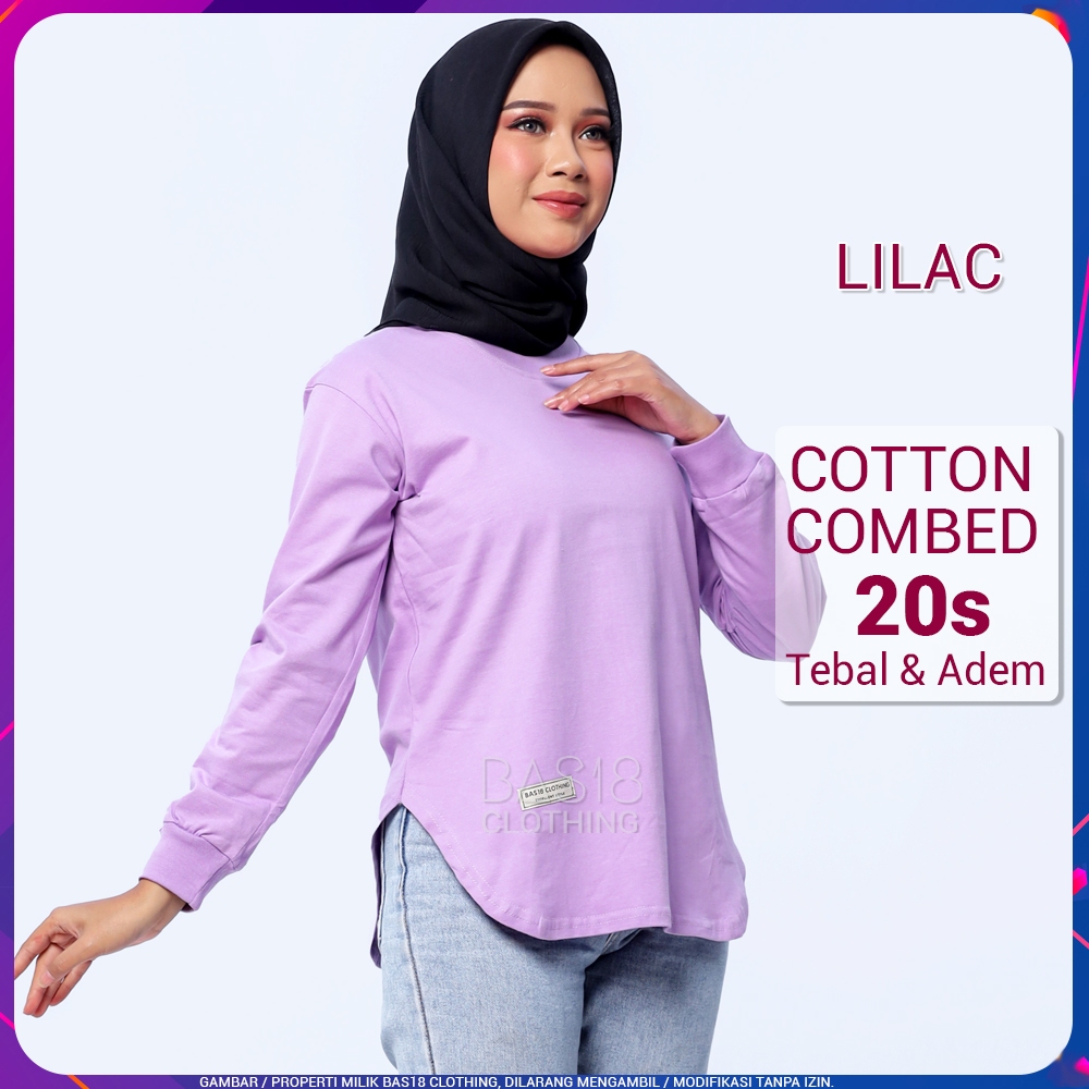 Jual Kaos Wanita Model Body Oval Lengan Panjang Tebal Ungu Lilac Cotton ...