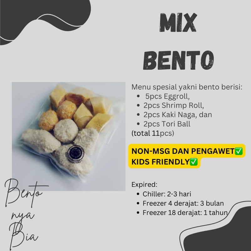 Jual MIX Bento Hokben Eggroll Shrimp Roll Tori Ball Kaki Naga | Shopee ...