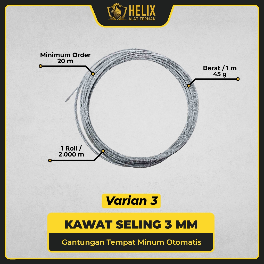 Jual Tali Kawat Baja Kabel Seling Sling Wire Galvanis 3 MM | Shopee ...