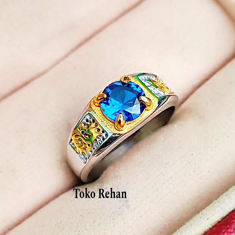 Jual CINCIN BATU KING SAFIR BLUE MINIMALIS | Shopee Indonesia