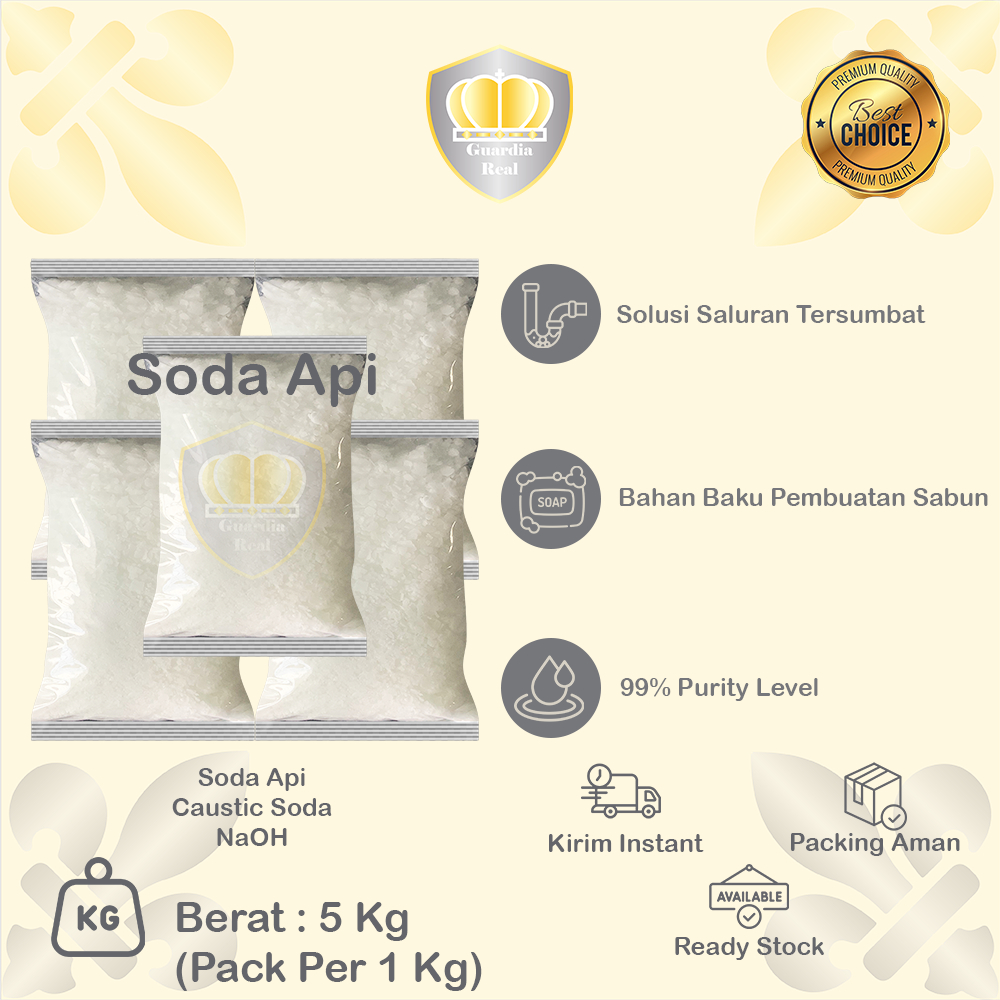 Jual Soda Api 5 Kg Pack PerKg/ Caustic Soda 5 Kg Pack PerKg/ NaOH 5 Kg ...