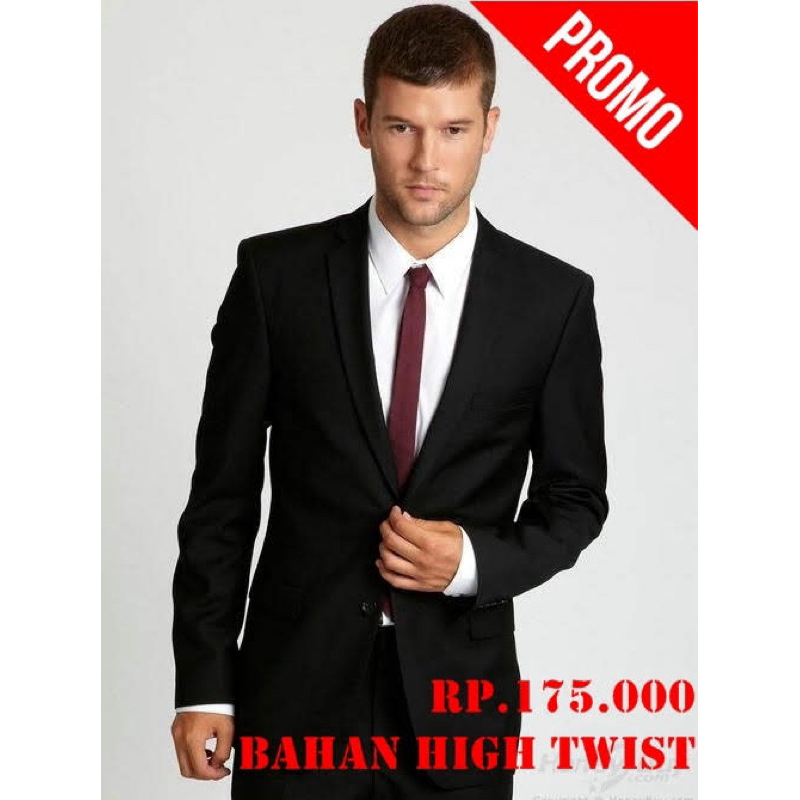 Jual Jas Blazer Pria Formal Slim Fit Hitam Kancing 2 Jas Wisuda Kerja ...