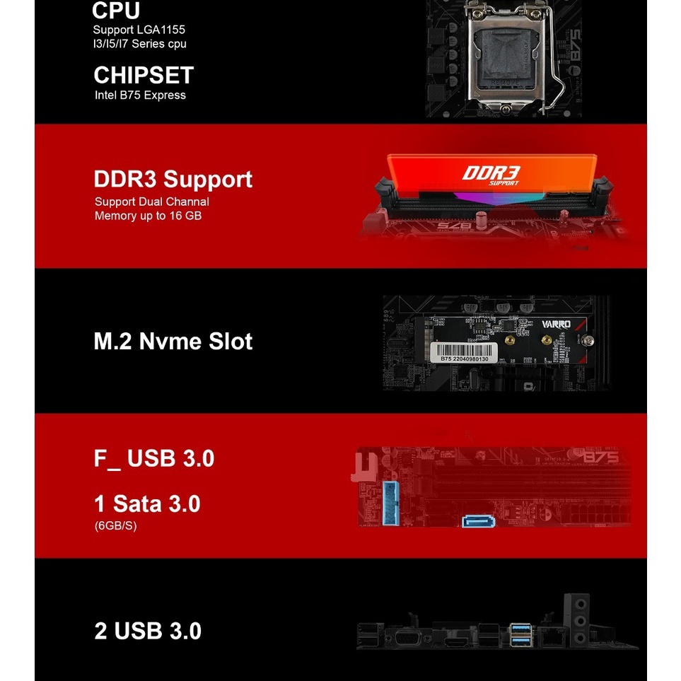 Jual Paket Motherboard Core i5-3470 -Mainboard H61+ / B75 Varro Rev 3 ...