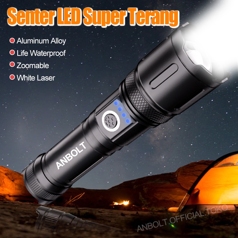 Jual Anbolt Senter LED Super Terang Tahan lama Tahan Air Senter Jarak Jauh 90000 Lumens Original ...