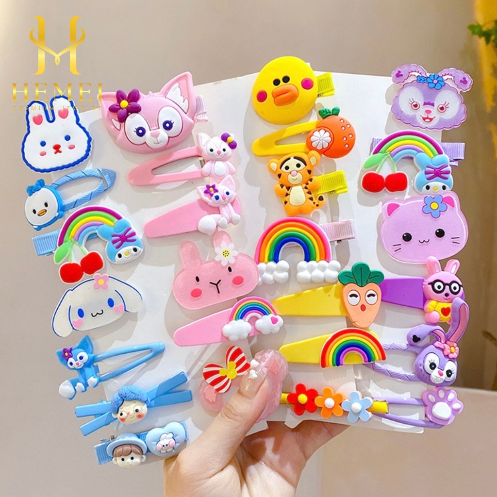 Jual HEMEI P28 [PRINCESS KESLI] 1 SET 14 PCS JEPIT RAMBUT POLA KARTUN ...