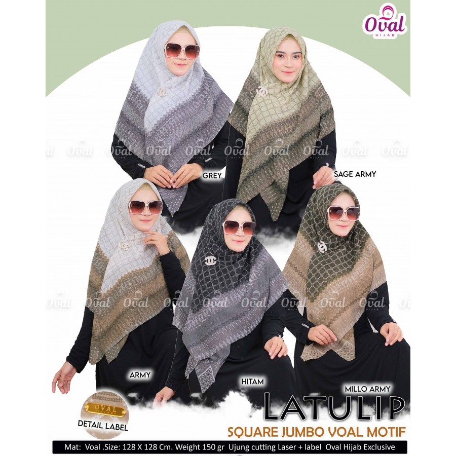 Jual latulip Square Jumbo original Oval Jilbab Size Sesuai FOTO ...