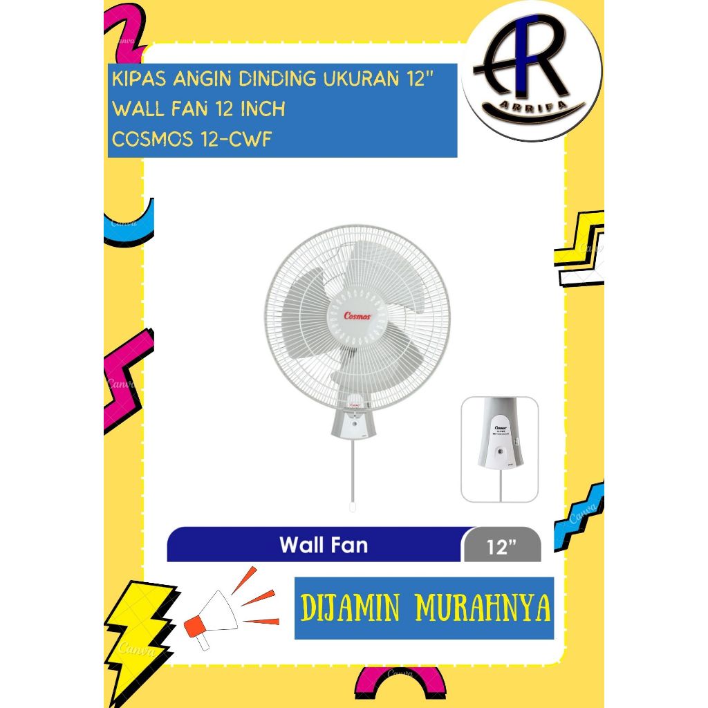 Jual Original Cosmos Wall Fan Kipas Angin Dinding ukuran 12 Inch 12-CWF | Shopee Indonesia