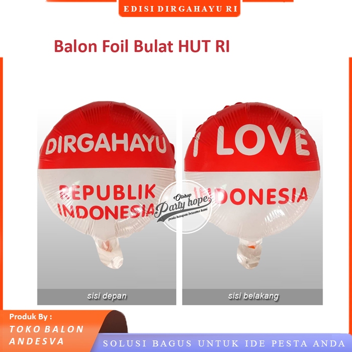 Jual Balon foil bulat HUT RI mini / balon i love indonesia / balon ...