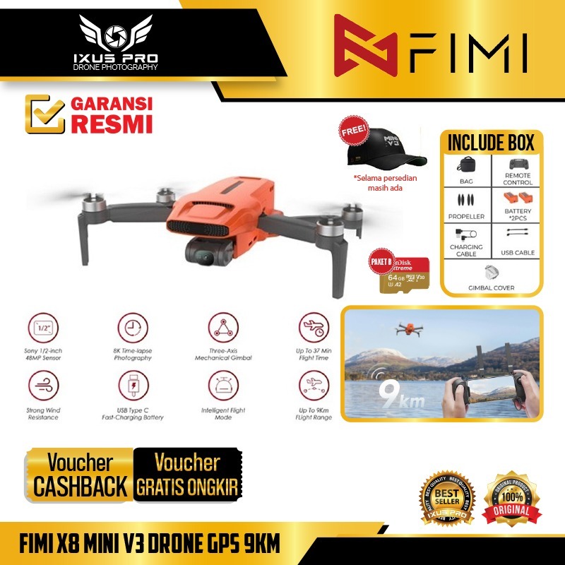 Jual FIMI X8 MINI V3 Drone GPS 9km 4K 3-axis Gimbal 37 Min Flight Time - Fimi Mini 3 | Shopee ...
