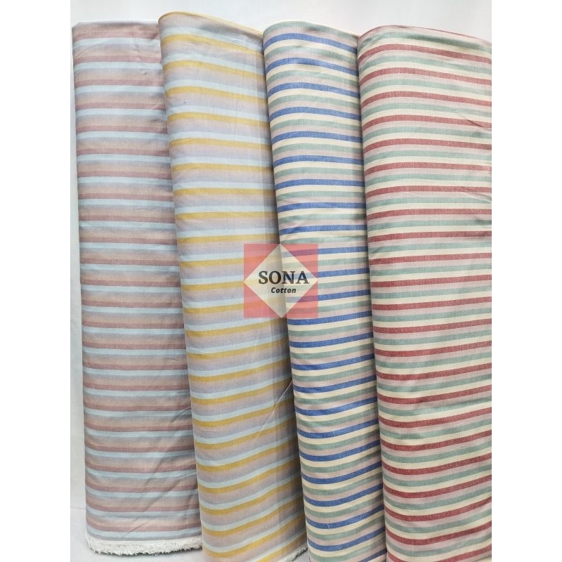 Jual Katun English Motif Salur Berwarna | Lebar Kain 1,5 meter | Harga ...