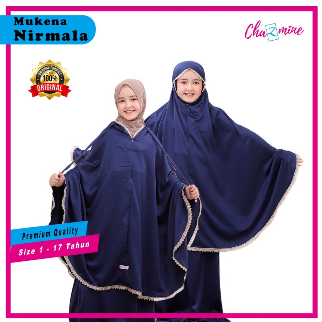 Jual CHAZMINE - Nirmala Mukena Anak 2 Fungsi Resleting Dagu Usia 1-17 Tahun | Shopee Indonesia