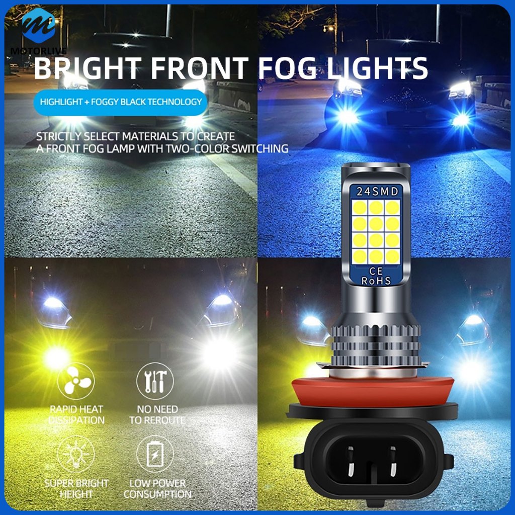 Jual 1 bulb LED Lampu Putih H11 Two Color 24SMD untuk Headlight / Fog lamp Mobil Lampu Depan ...