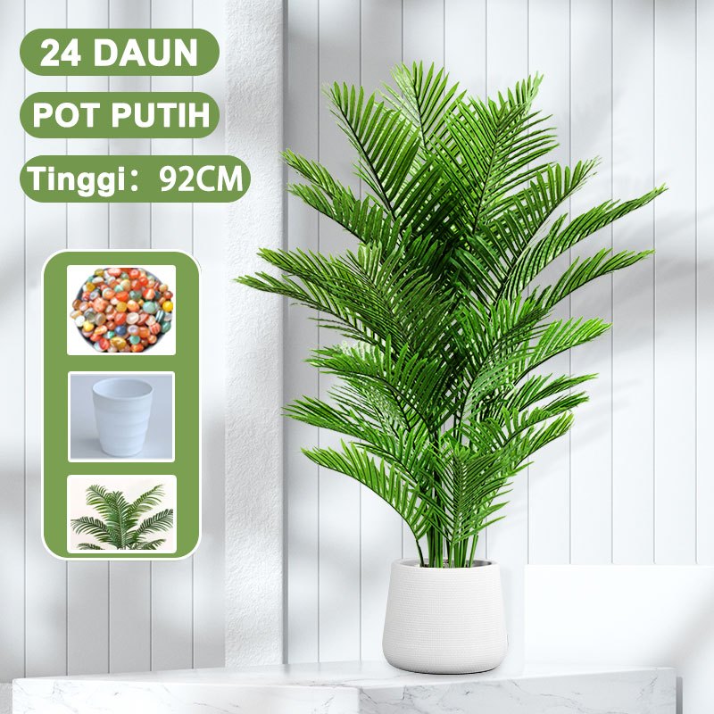 Jual Tanaman hias Artificial palem kuning Monstera Plastik DAUN PALEM ...