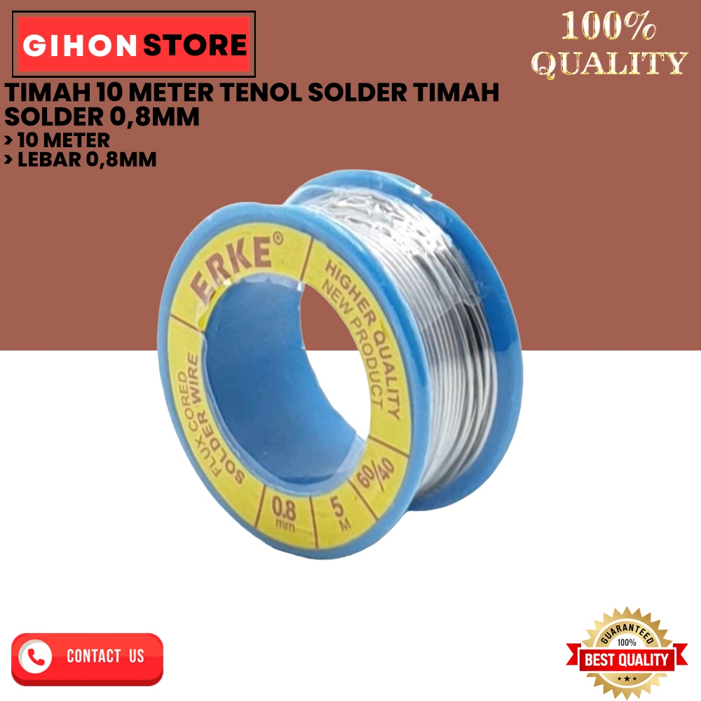 Jual TIMAH 10 METER TENOL SOLDER TIMAH SOLDER 0,8MM | Shopee Indonesia