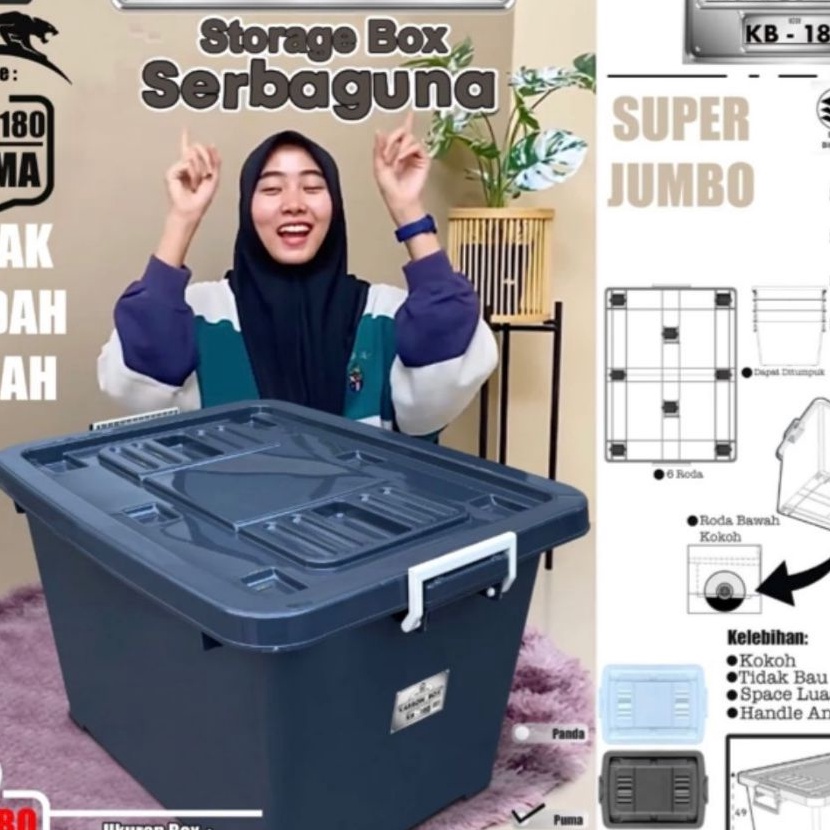 Jual HJ6 Kontainer Box Plastik Container KARBON Box PUMA AKAKO Hitam ...