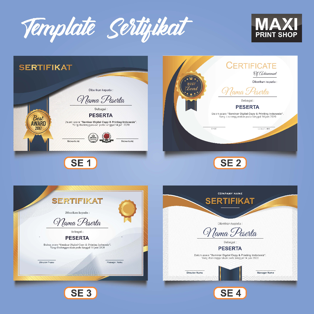 Jual MAXI - Sertifikat Piagam Berkualitas Uk. A4, Legal / Full Color ...