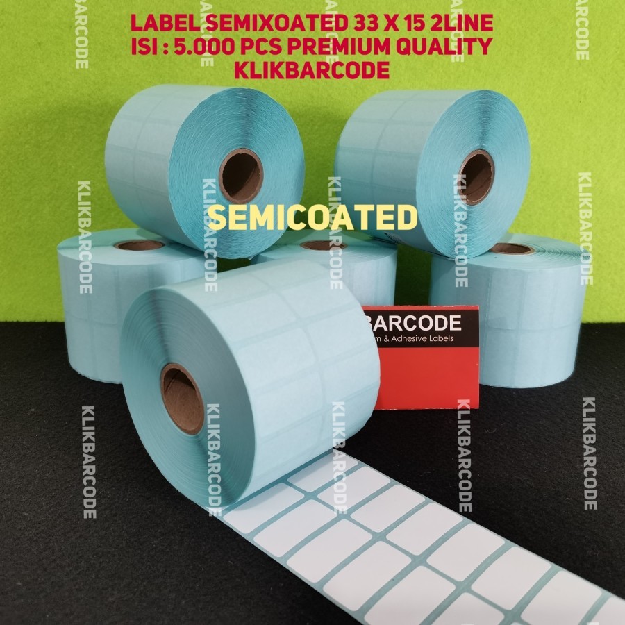 Jual PREMIUM STICKER LABEL BARCODE SEMICOATED 33 X 15 (2 LINE) GAP CORE ...