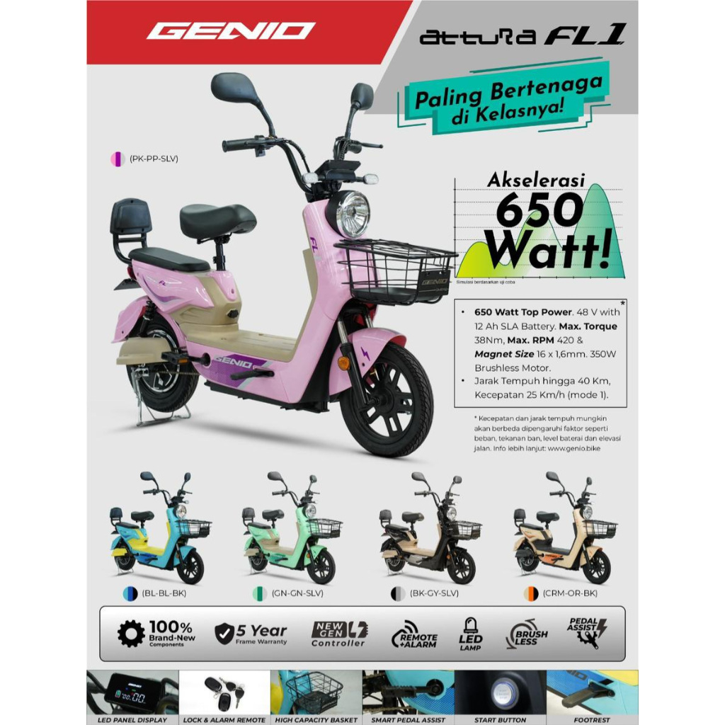 Jual Sepeda Listrik Genio Attura FL1 Garansi Resmi United Ebike E-bike ...