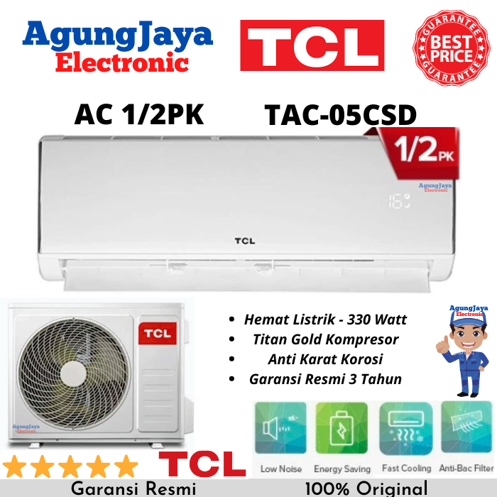 Jual AC TCL 1/2 PK TAC-05CSD-XS STANDARD LOW WATT 330 WATT R32 TITAN GOLD 0.5 PK (SERANG CILEGON ...