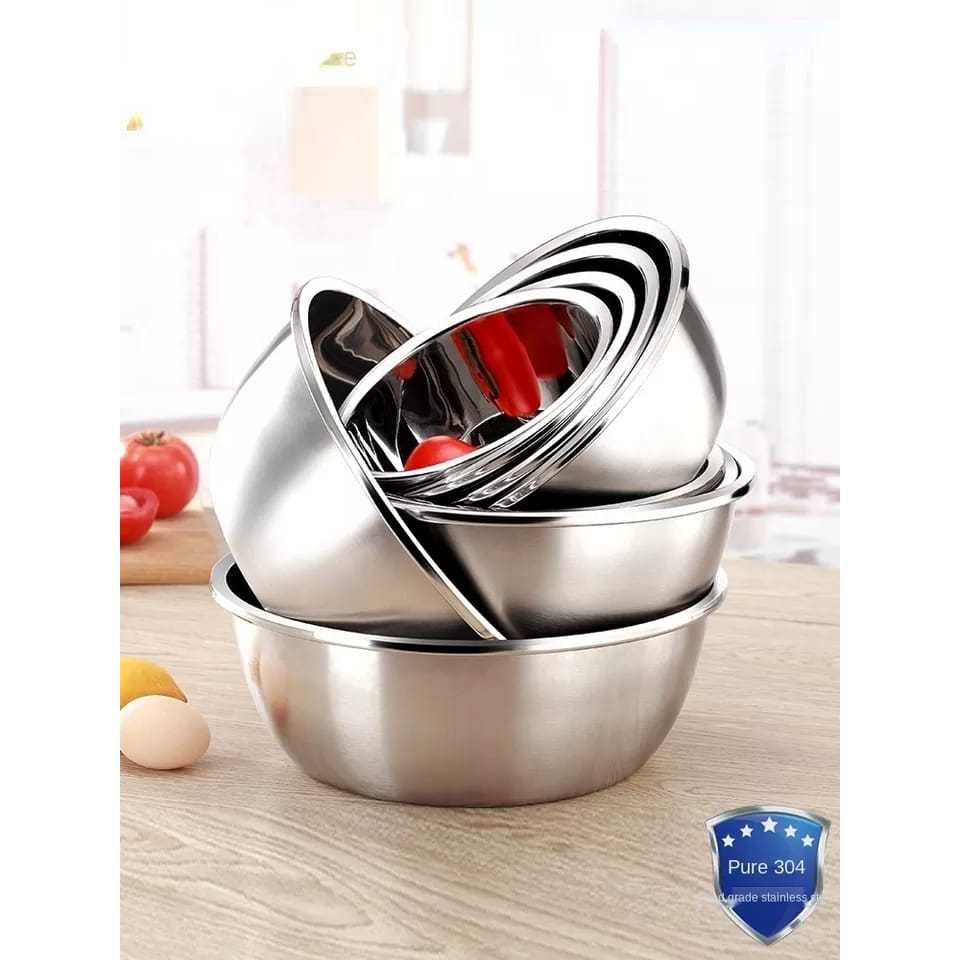 Jual Baskom Stainless Tebal Wadah Makanan Tempat Cuci Beras Sayur Buah ...