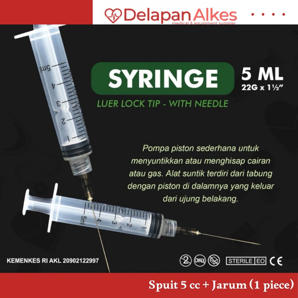 Jual OneHealth Spuit 5 cc + Jarum Pcs Satuan Syringe 5cc Suntikan Alat ...